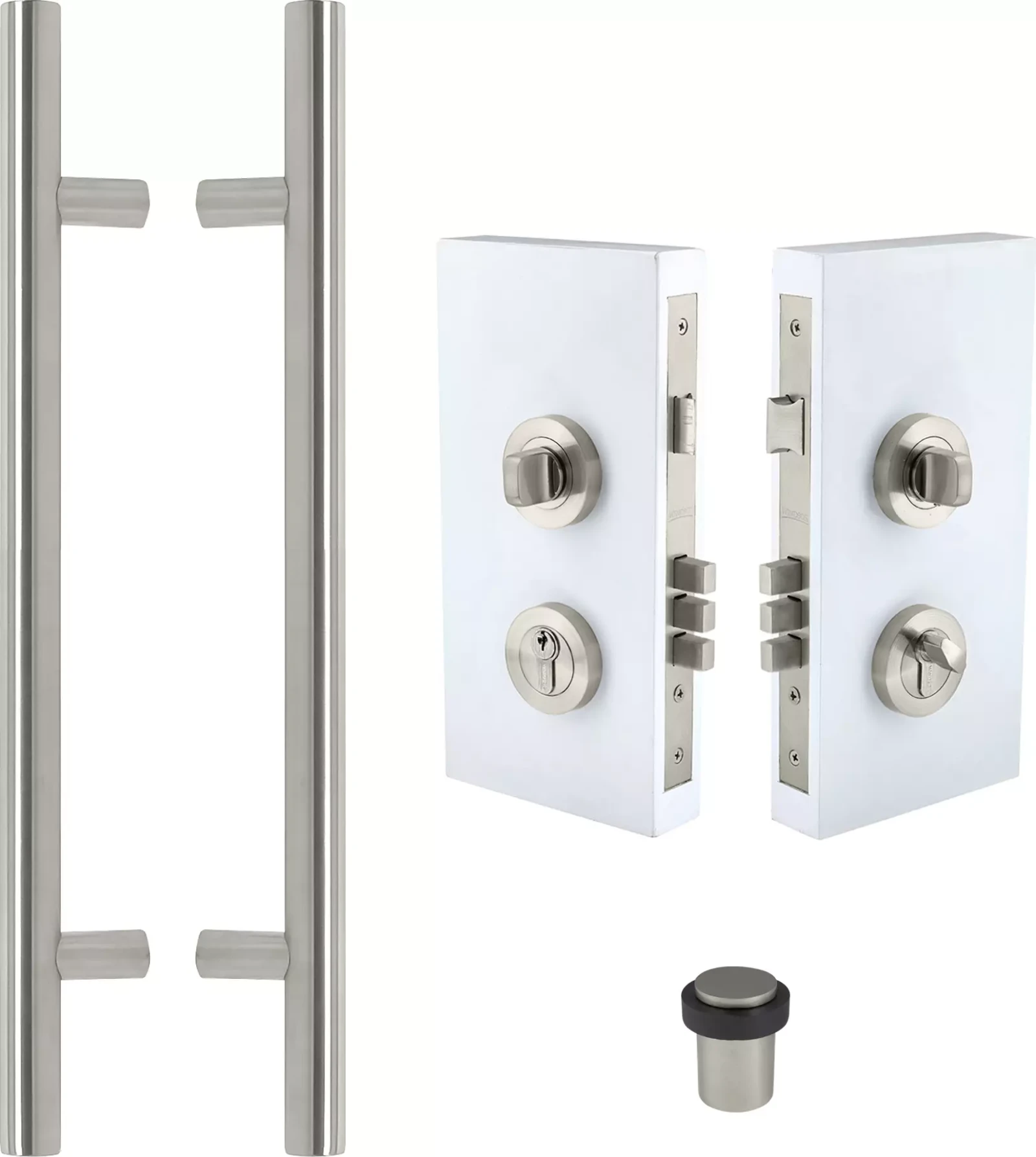 600mm - 32mm SS Round Pull + Lock + Stop Combo Set