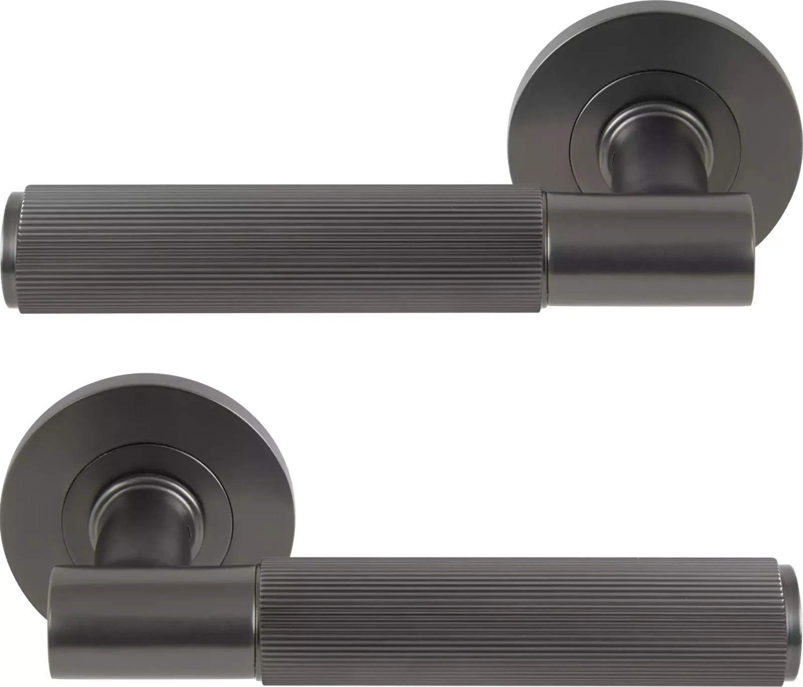 Verge Round Rose Lever Handles - Linear Knurl - GN