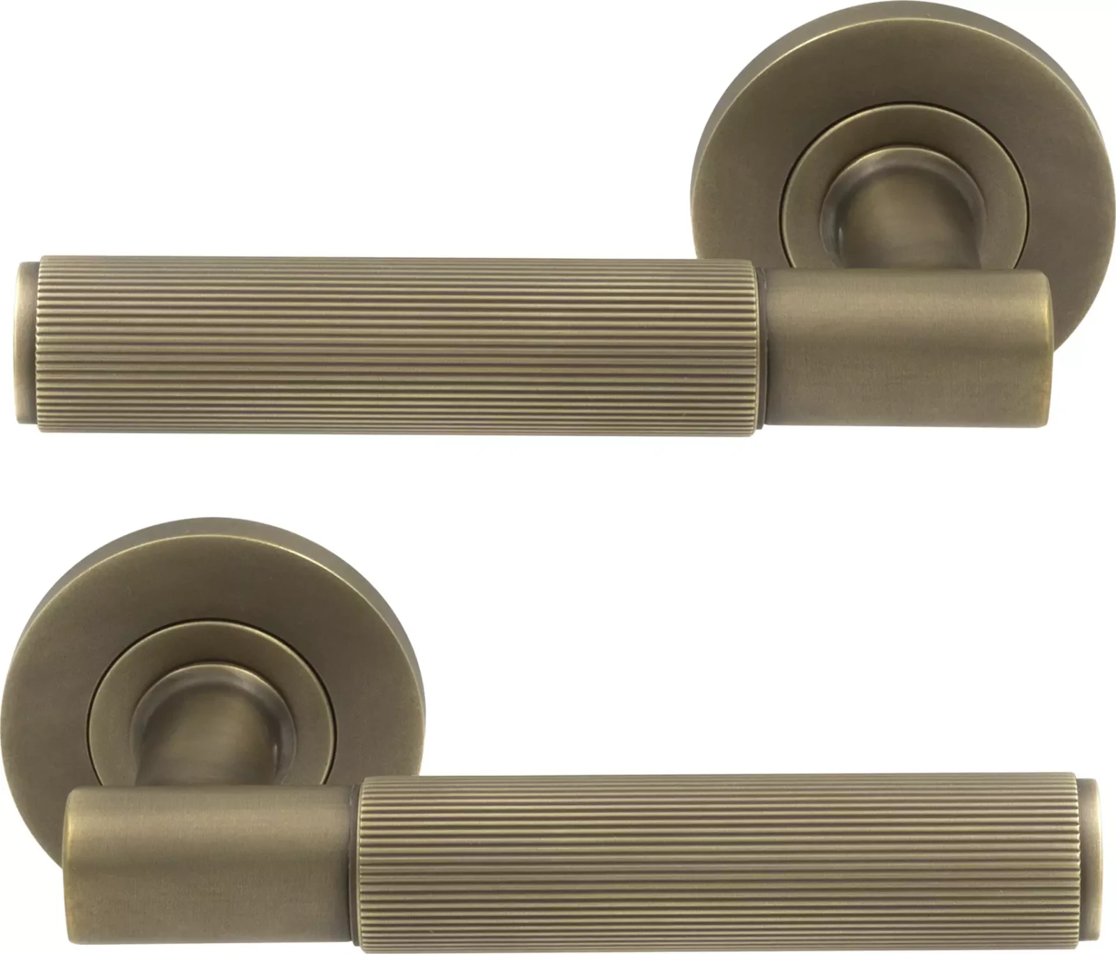 Verge Round Rose Lever Handles - Linear Knurl - RB