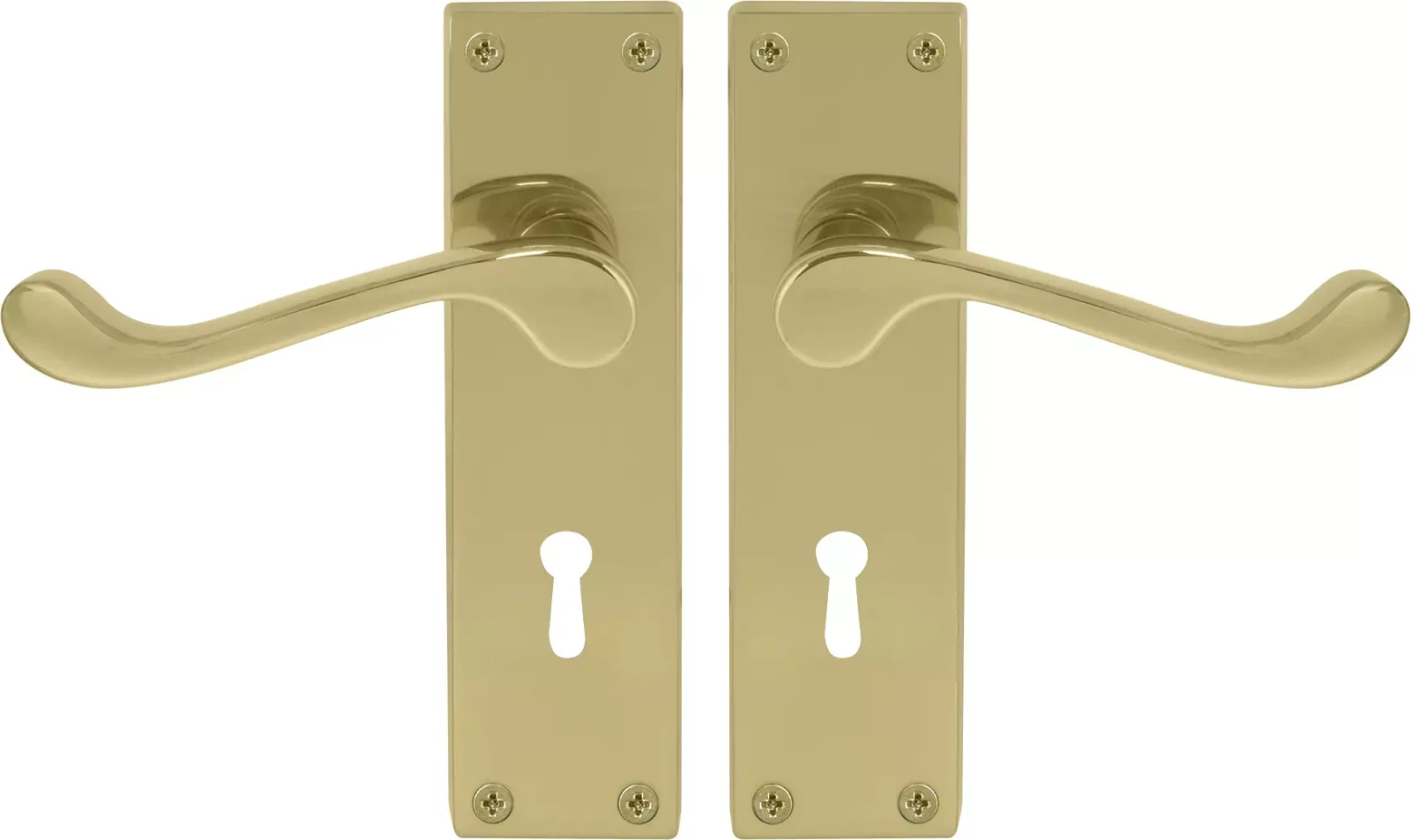 York Lever Longplate - Lever Lock Handle Set - PB